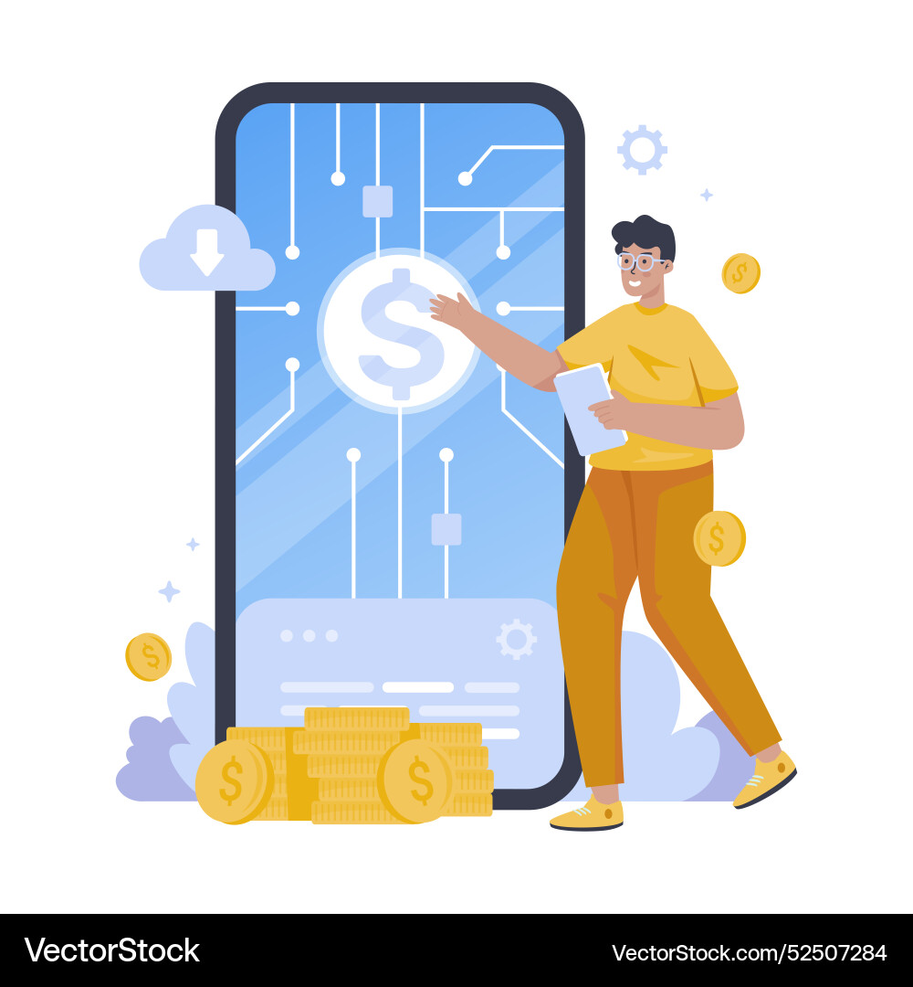 Financial technology development application Vector Image