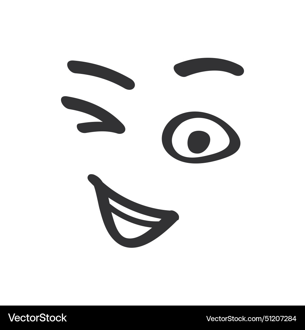 Funny character winking playful facial expression Vector Image