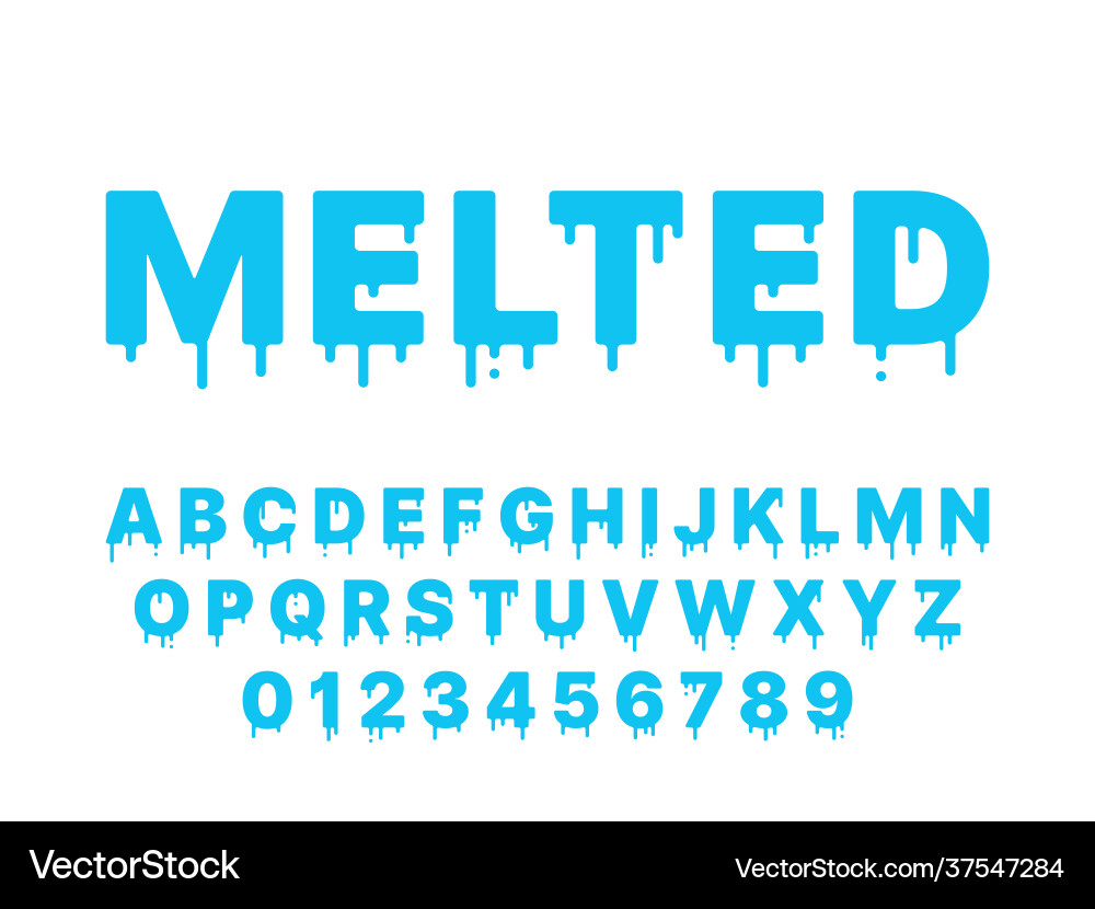 Melting font blue liquid flowing english Vector Image