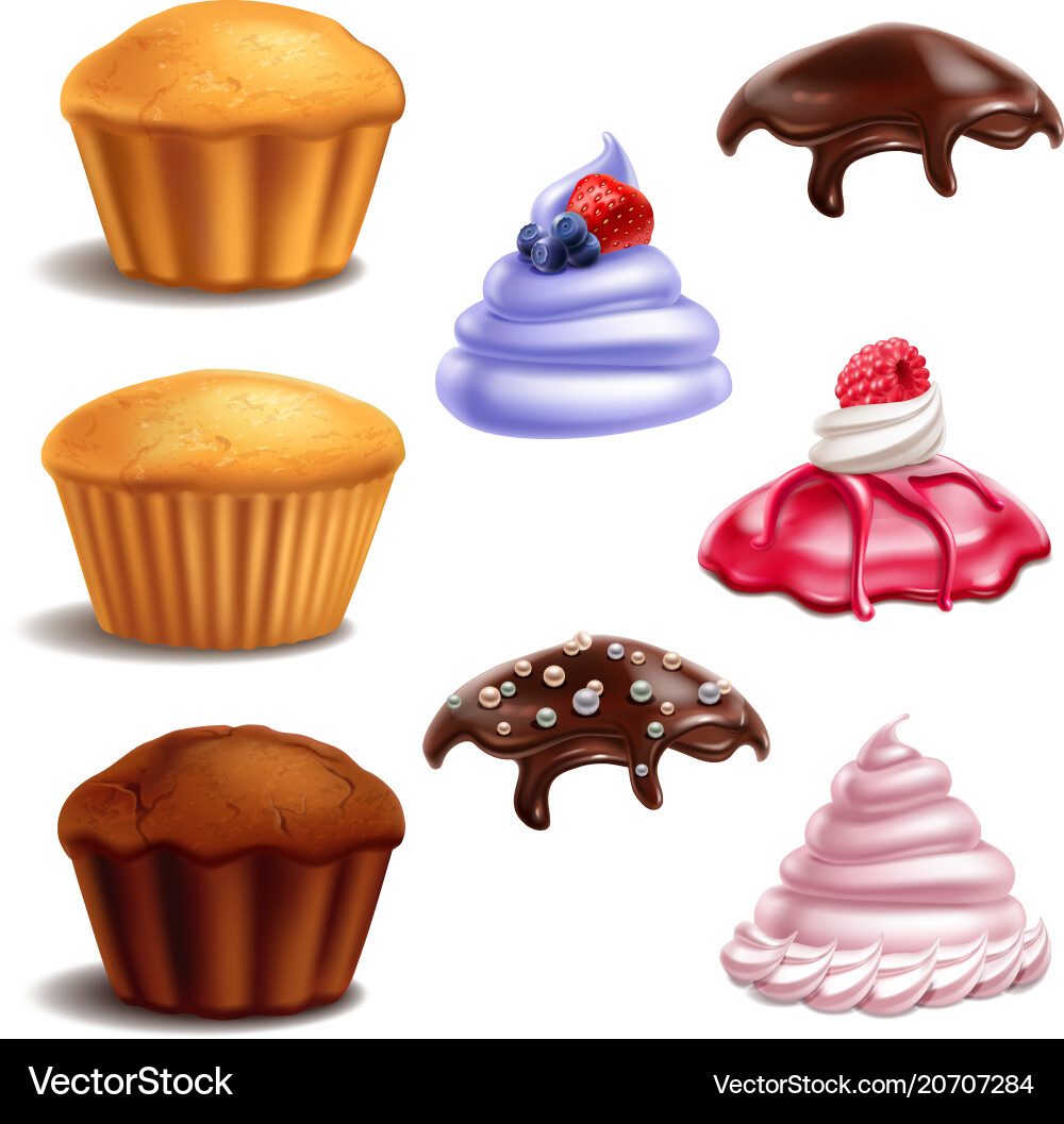 Muffin Elements Collection Royalty Free Vector Image