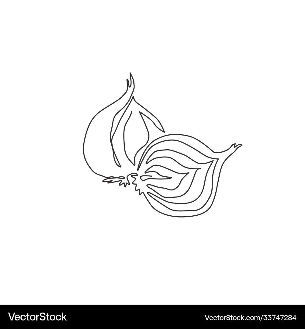 One single line drawing whole and sliced healthy Vector Image