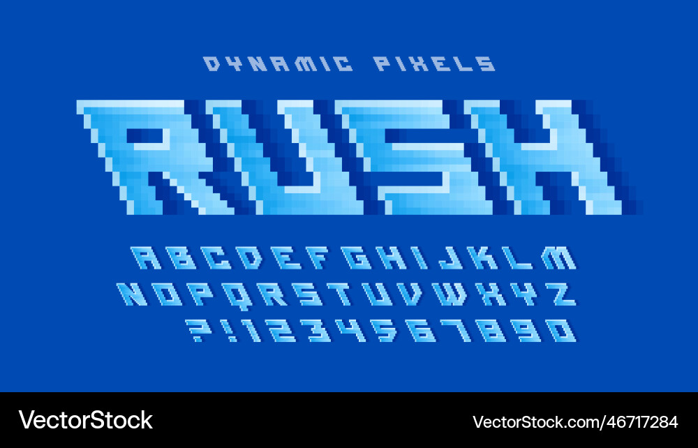 Pixel alphabet design stylized like in 8 Vector Image
