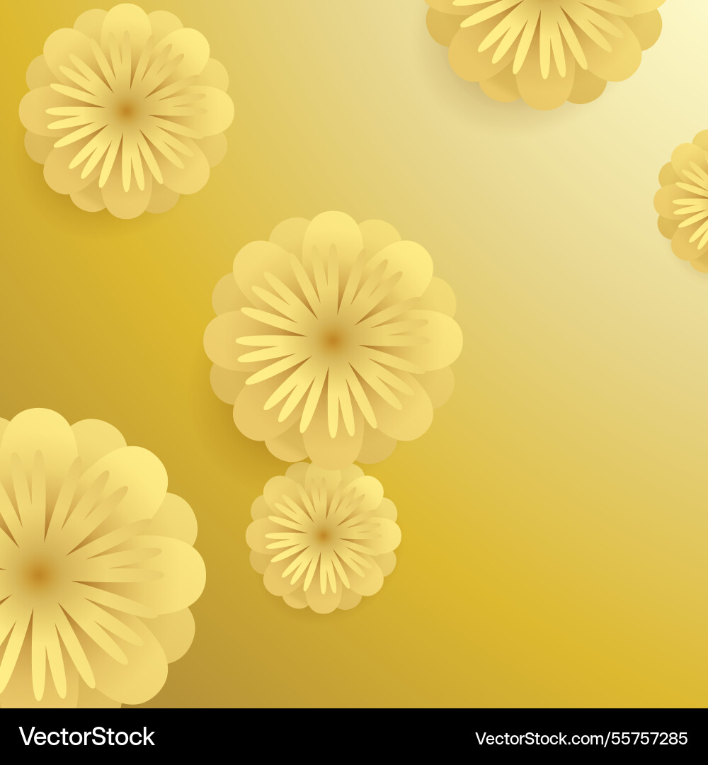 Background with 3d golden flowers islamic design Vector Image