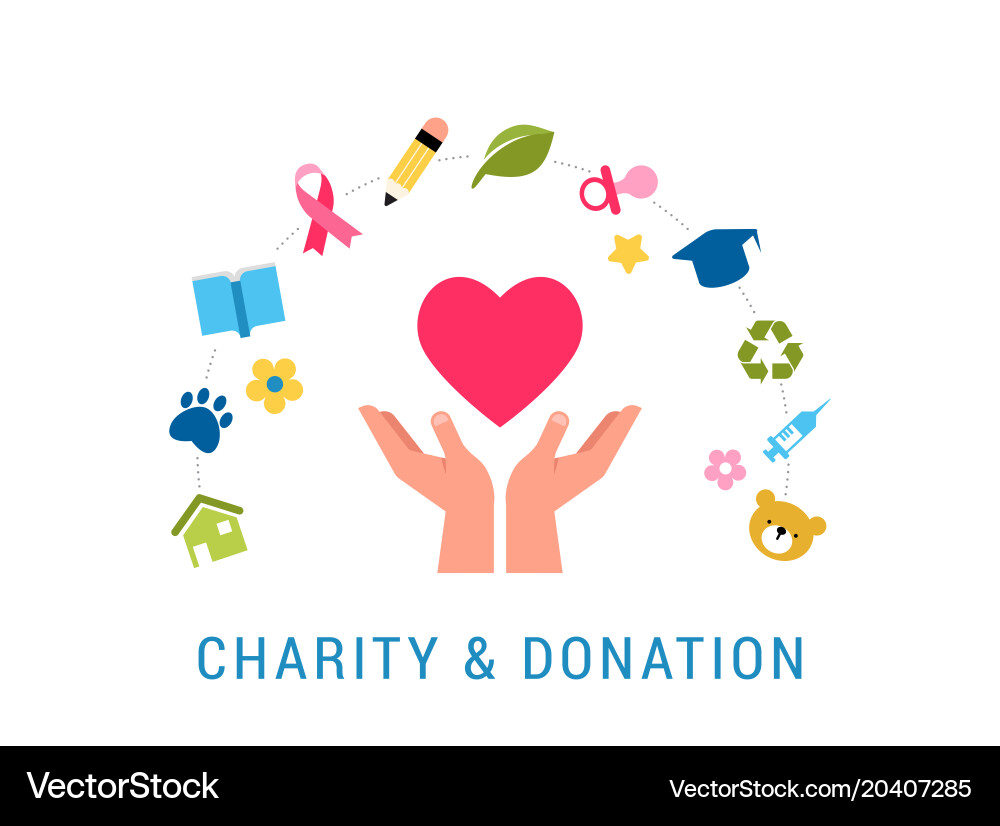 Charity giving and donation poster template Vector Image