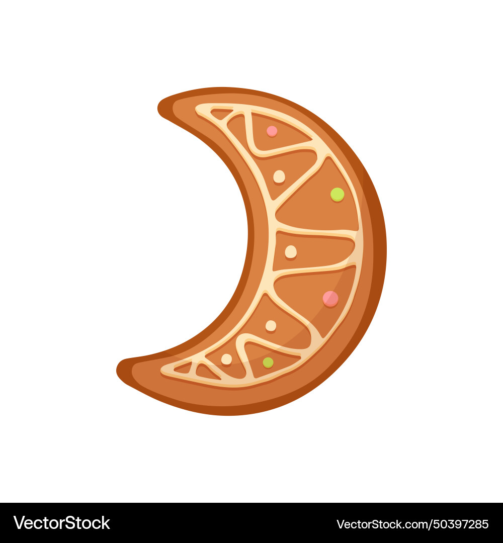 Christmas gingerbread cookie of half moon shape Vector Image