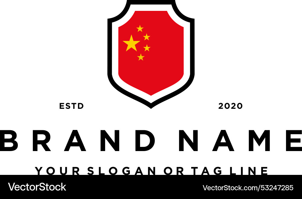 Creative china flag shield logo design Royalty Free Vector