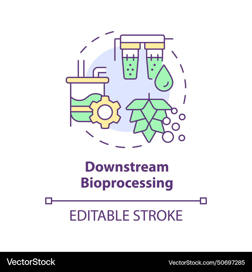 Downstream bioprocessing multi color concept icon Vector Image