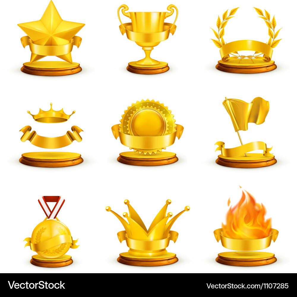 Gold awards set Royalty Free Vector Image - VectorStock