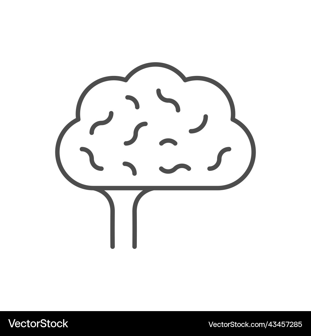 Human brain line outline icon Royalty Free Vector Image