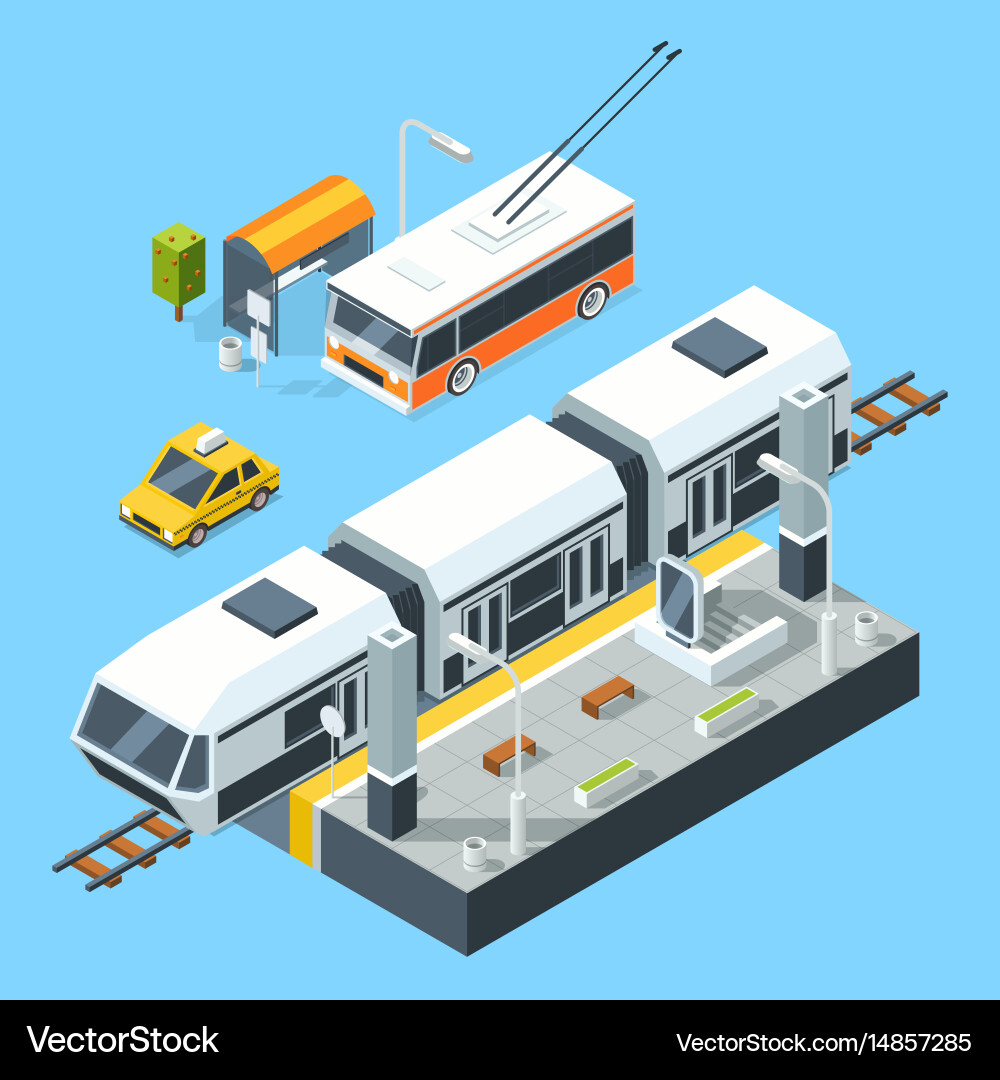 Isometric Public Transport Icons Royalty Free Vector Image