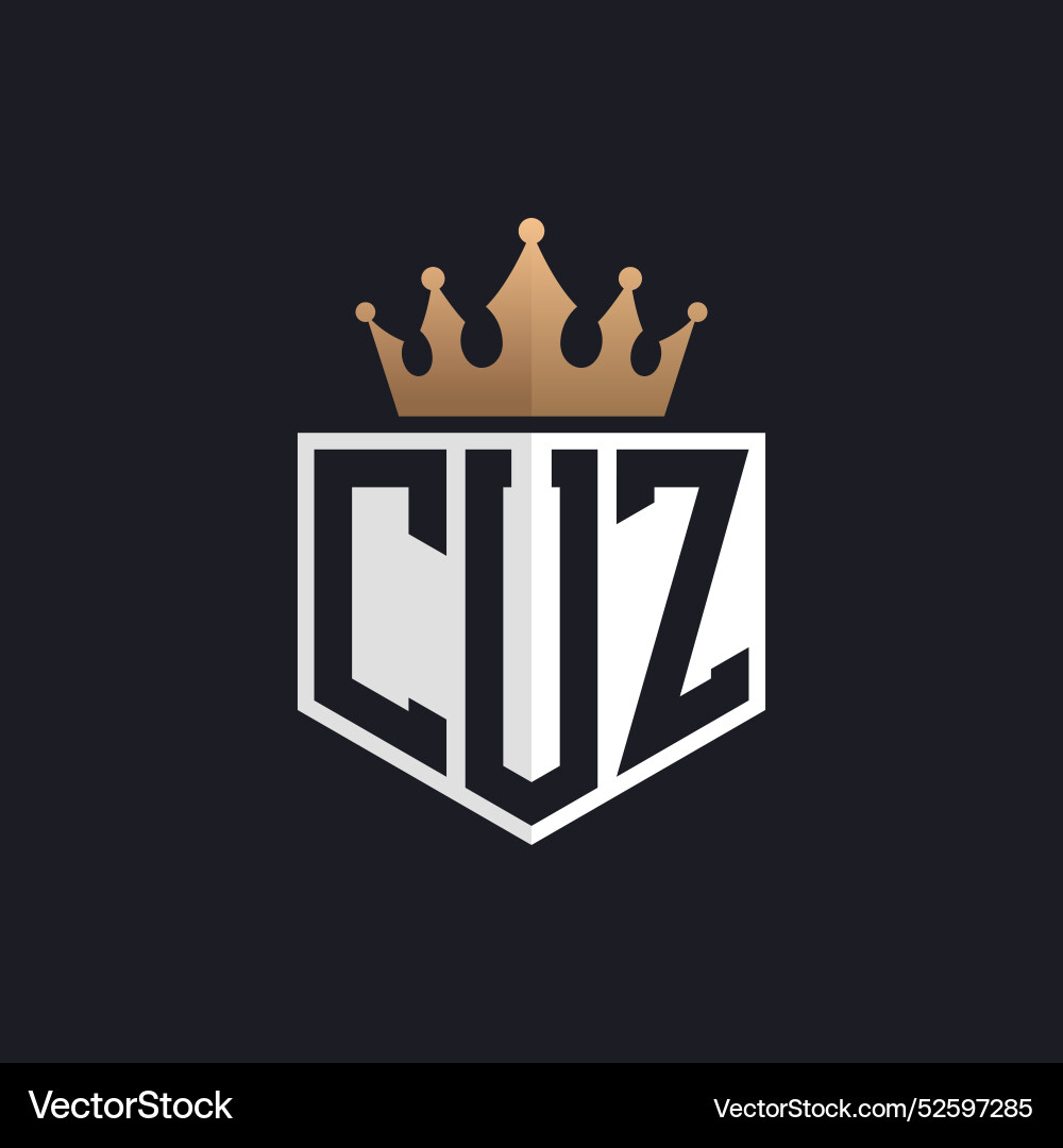 Luxury cuz logo with crown elegant initials Vector Image