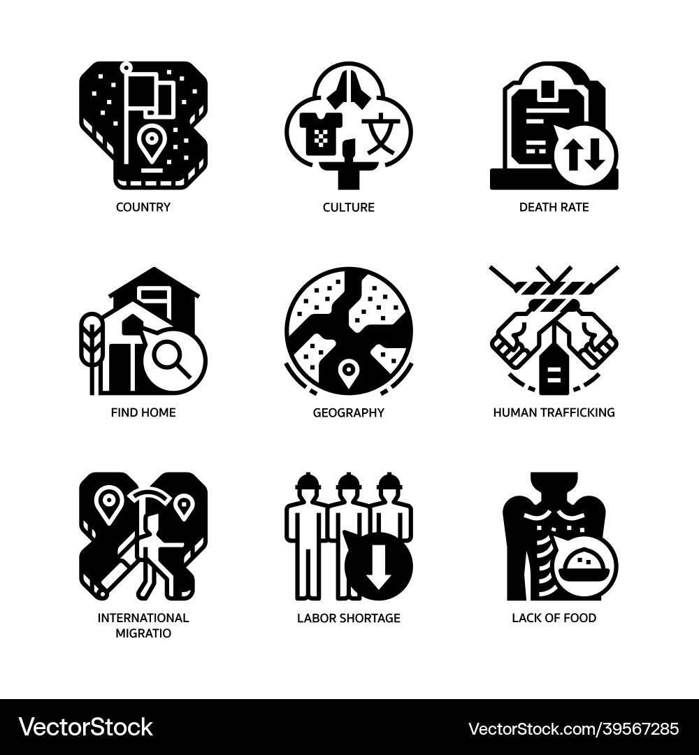 Migration icons set Royalty Free Vector Image - VectorStock