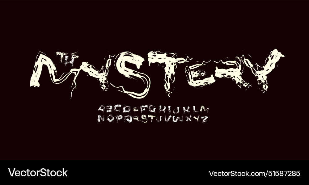 Mystery spooky font eerie distorted letters dark Vector Image