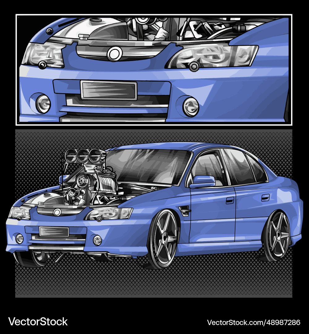 Blue Drag Race Car Speed Illustration Royalty Free Vector
