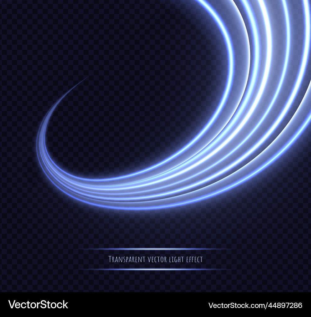 Blue twirl light effect isolated on transparent Vector Image