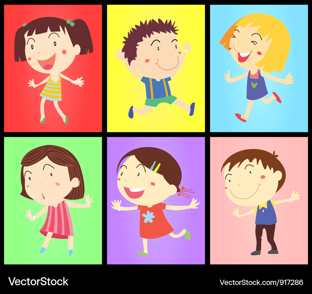 Colorful Kids Dancing Royalty Free Vector Image