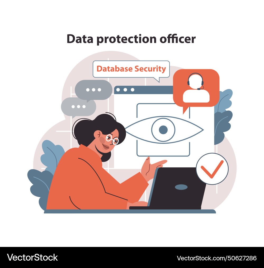 Data protection officer concept flat Royalty Free Vector