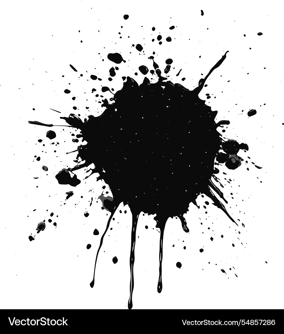 Dynamic black ink explosion on white canvas Vector Image