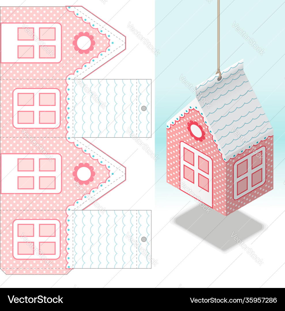 Paper House Decoration - Diecut Craft Royalty Free Vector