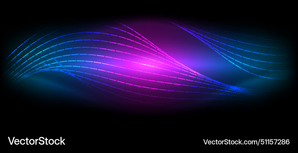 Purple neon wave on black background for visual Vector Image
