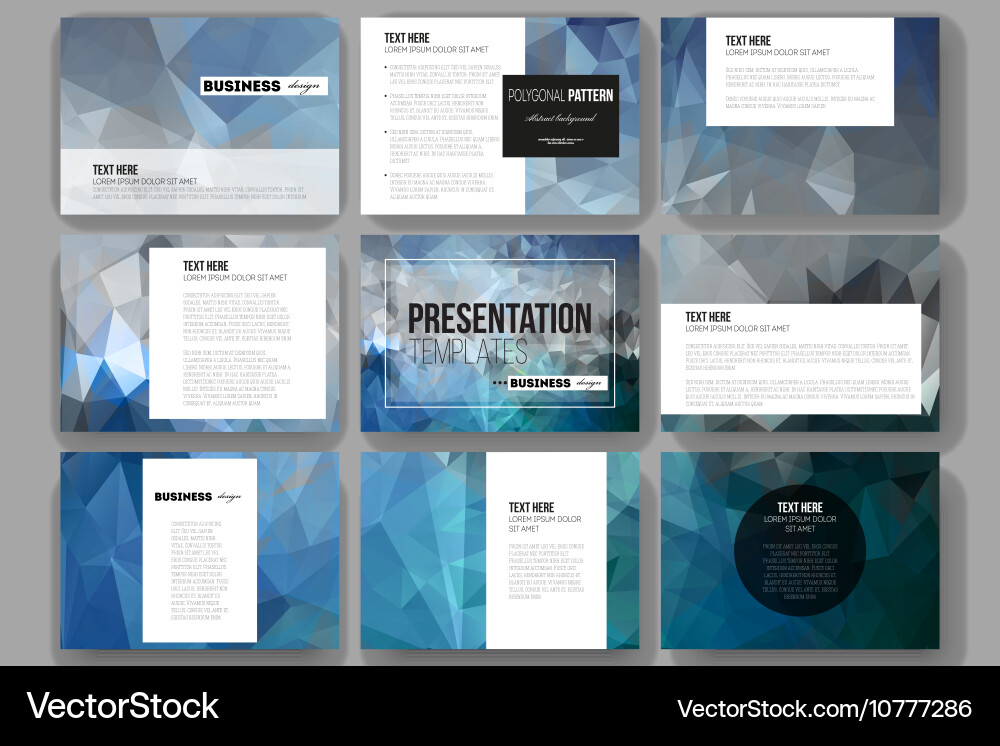 Set of 9 templates for presentation slides Vector Image