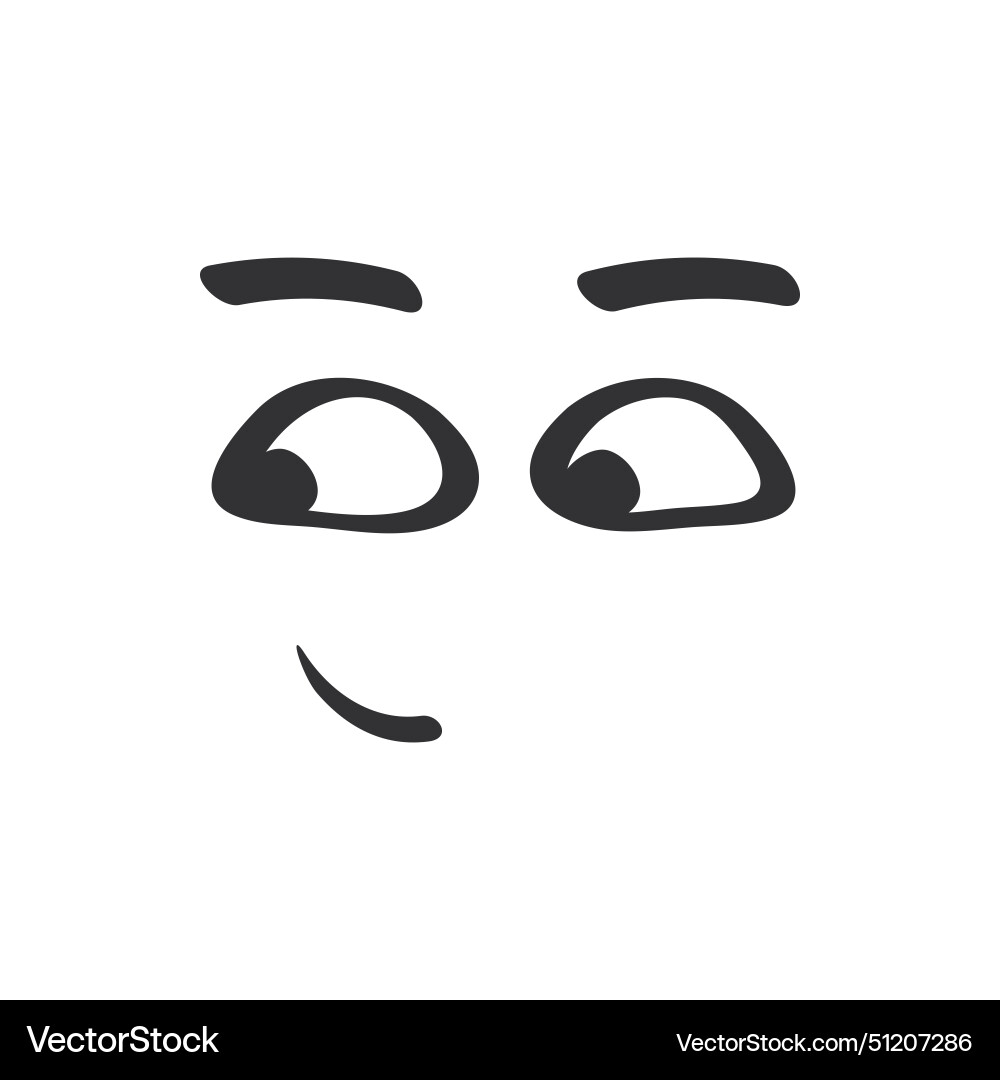 Sly character smiling facial expression Royalty Free Vector