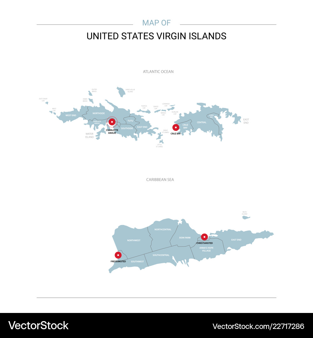 Virgin islands map with red pin Royalty Free Vector Image