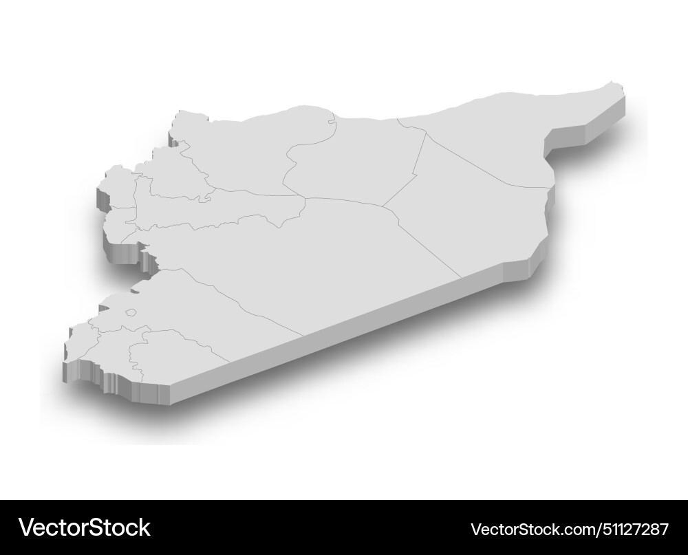 3d syria white map with regions isolated Vector Image