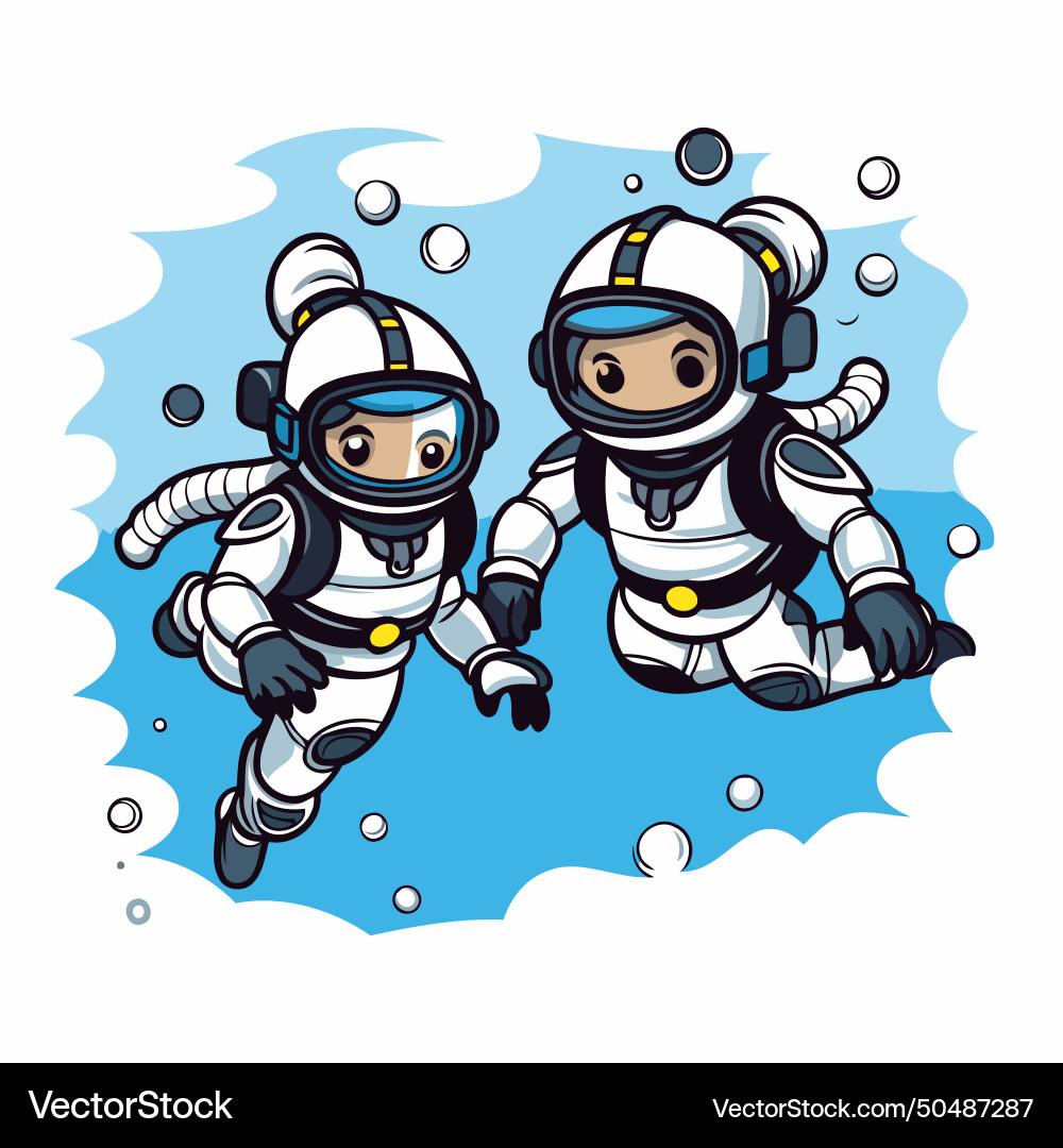 Astronaut and diver on the water background Vector Image