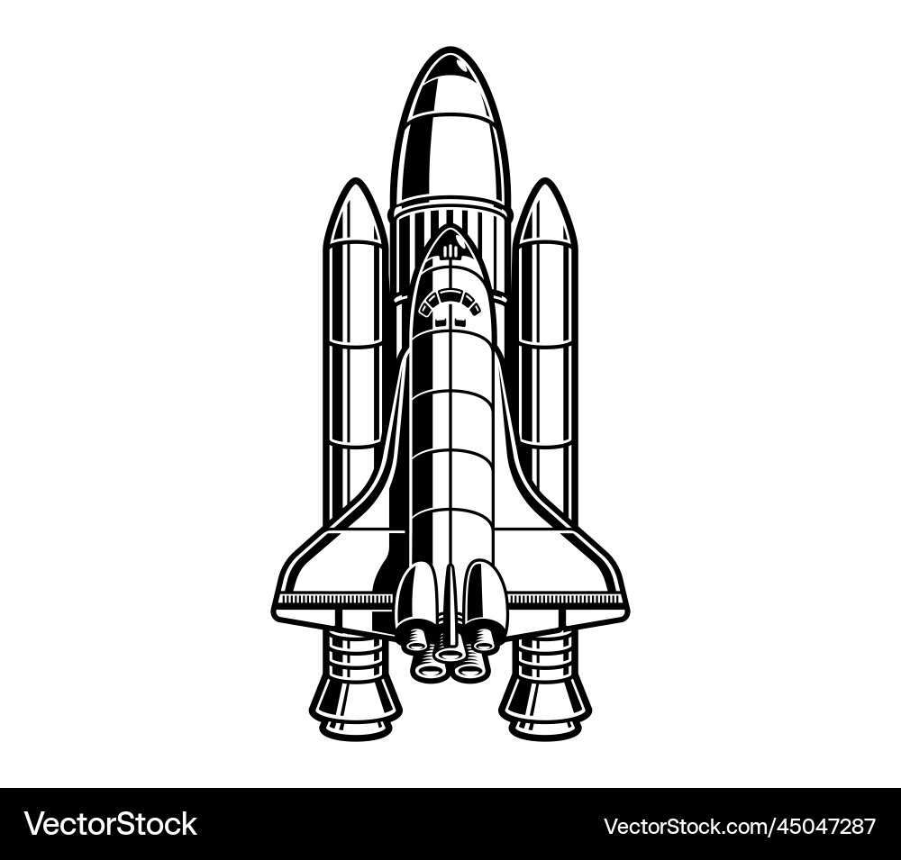 Black and white of space shuttle Royalty Free Vector Image