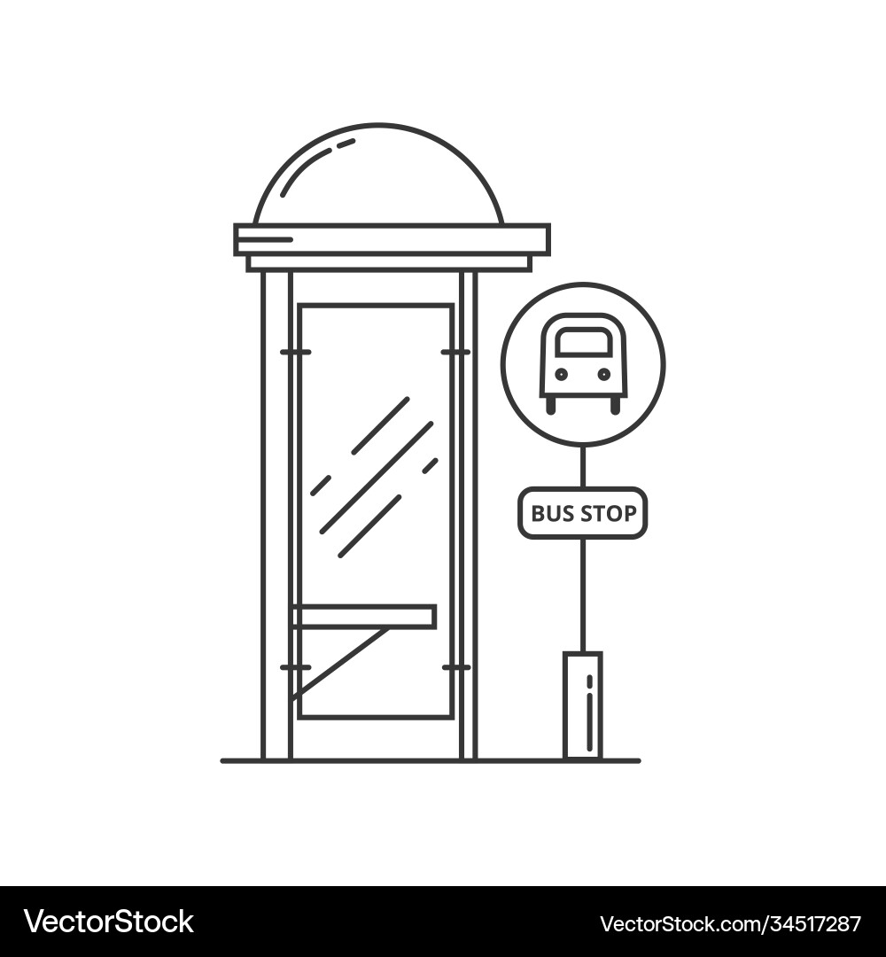 Bus stop line art public Royalty Free Vector Image