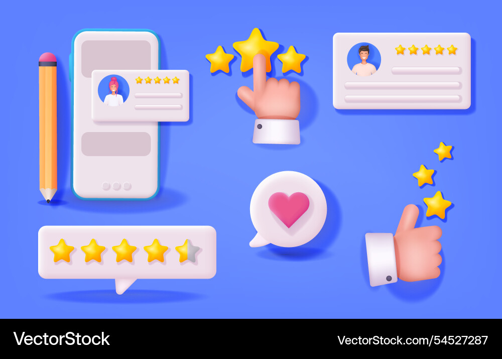 Customer feedback review with give 5 star rating Vector Image