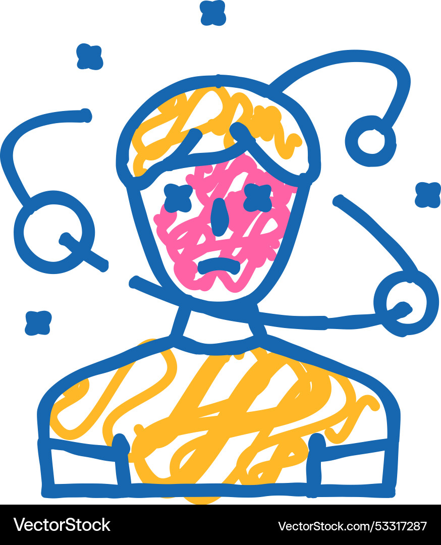 Disorientation disease icon doodle Royalty Free Vector Image