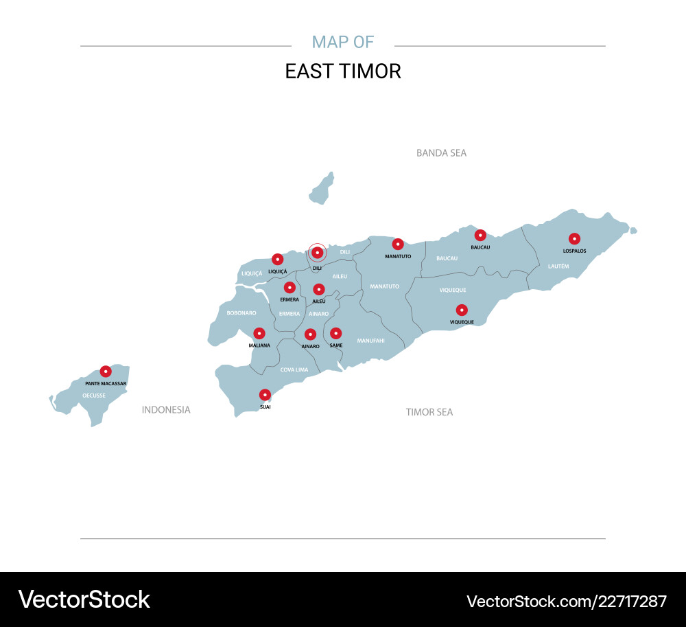 East timor map with red pin Royalty Free Vector Image