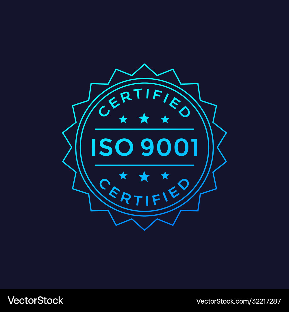 ISO 9001 Quality Badge Royalty Free Vector Image