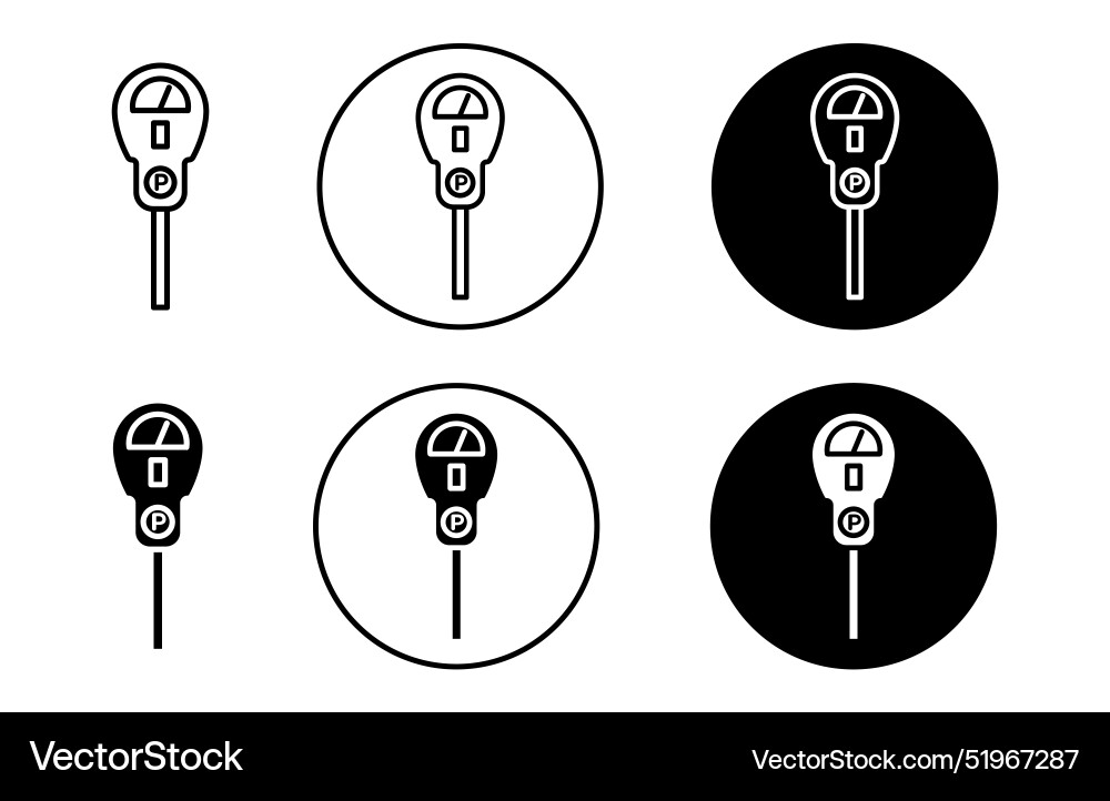 Parking meter symbol icon sign collection in Vector Image