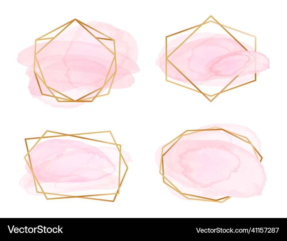 Pink watercolor brush stroke emblem or label Vector Image