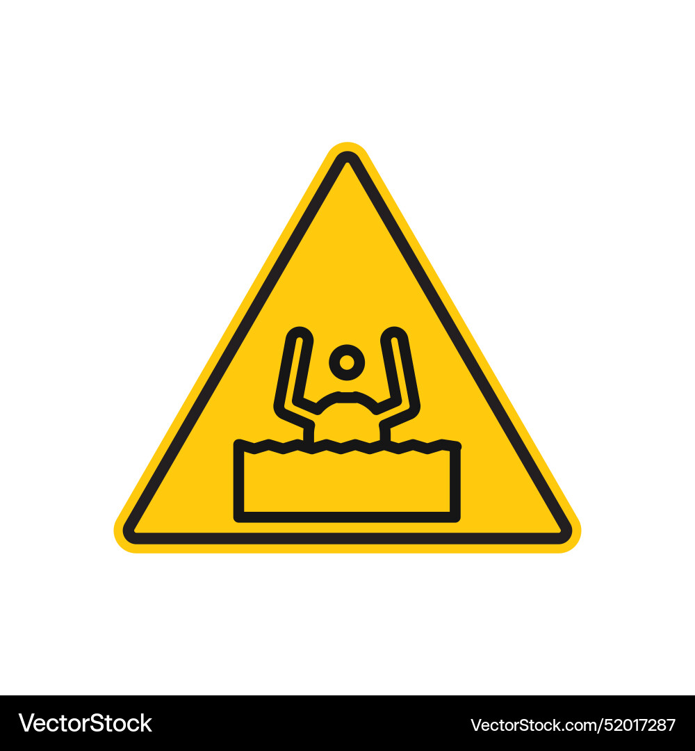 Quicksand and mud danger sign icon black line art Vector Image