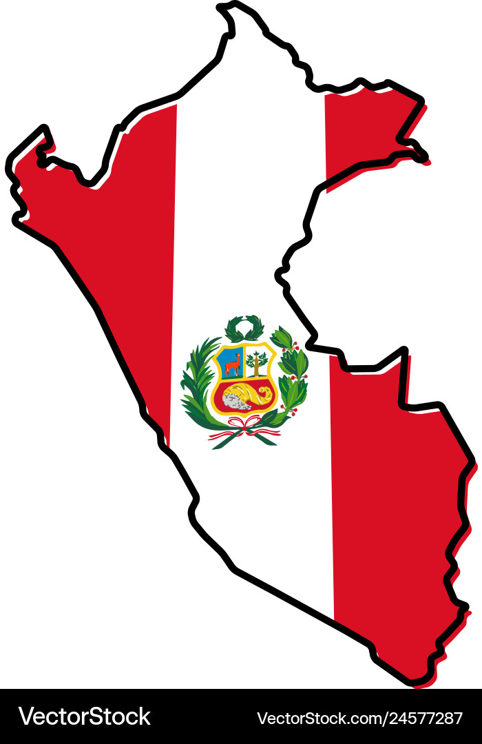 Simplified map of peru outline with slightly bent Vector Image