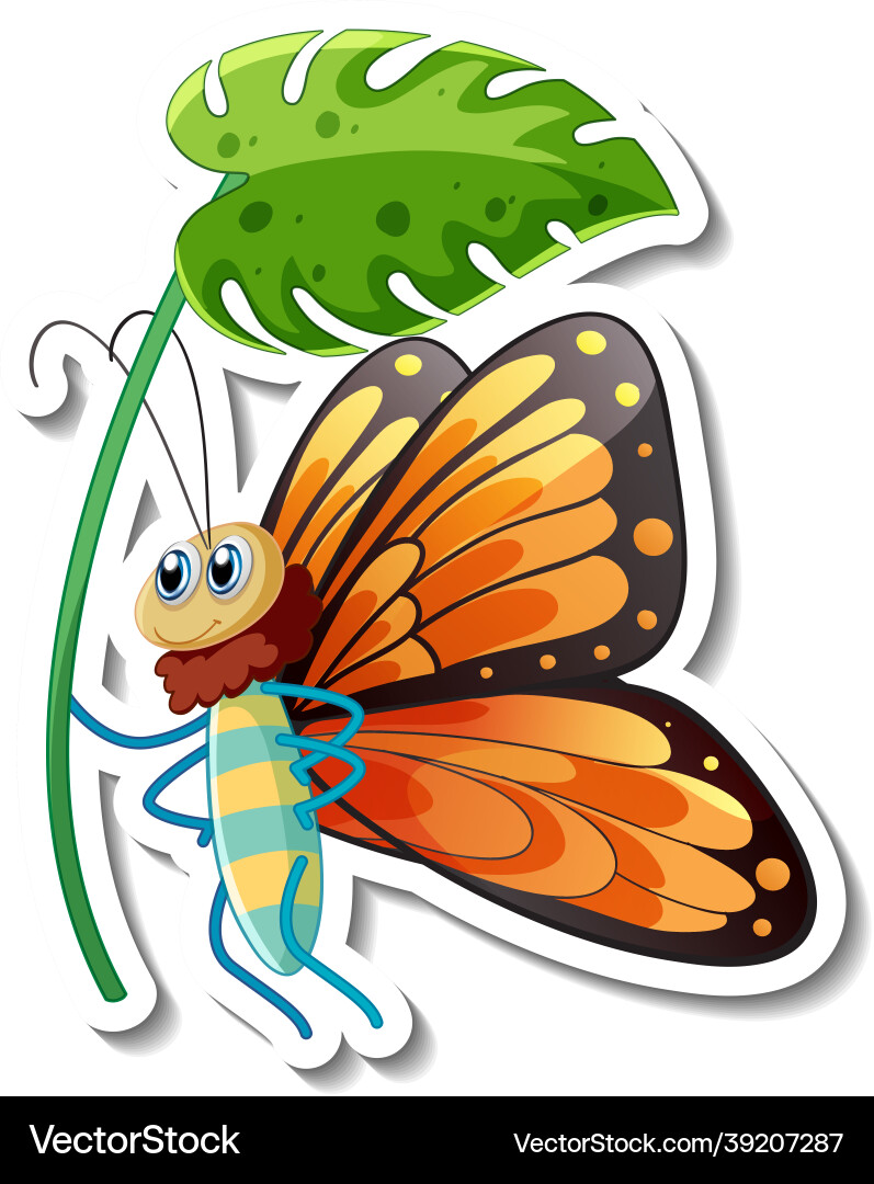 Sticker template with cartoon character Royalty Free Vector