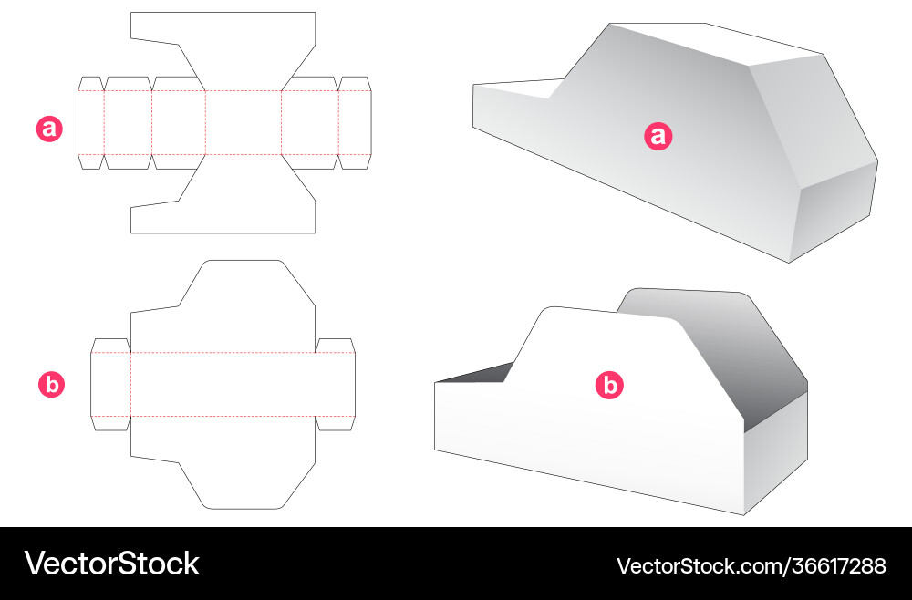 Cardboard car shaped box and lid die cut template Vector Image