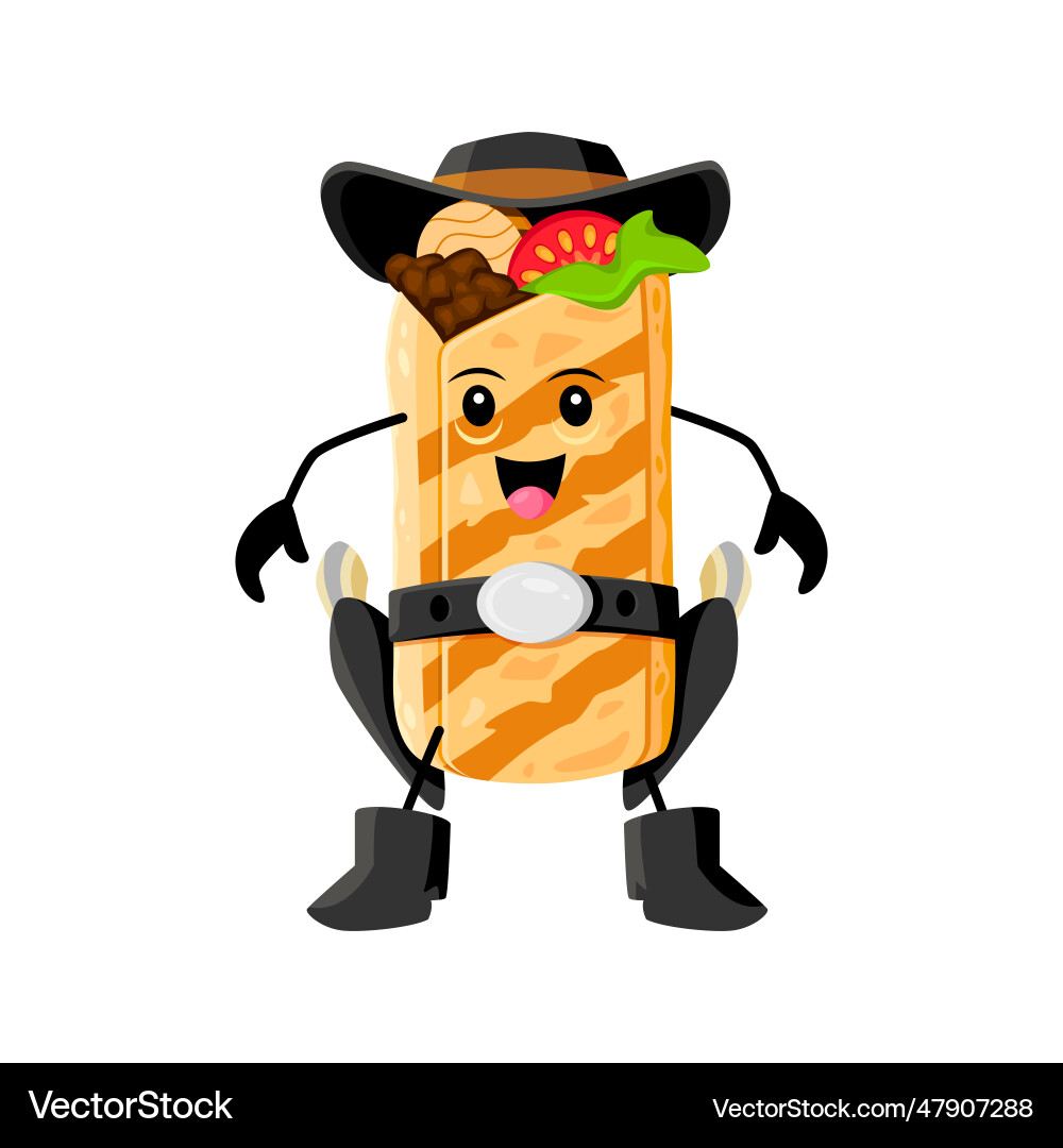 Cartoon Cowboy Burrito Bandit Royalty Free Vector Image