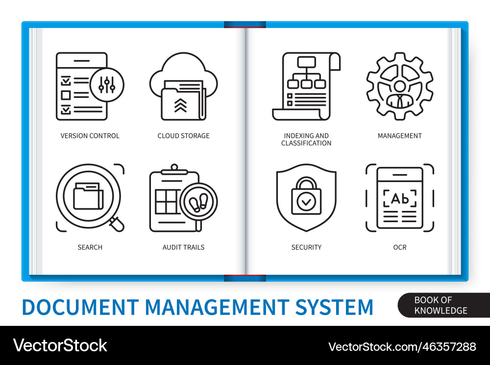 Document management infographics linear elements Vector Image