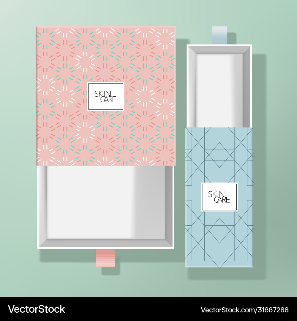 Drawer box packaging with pasted colored Vector Image