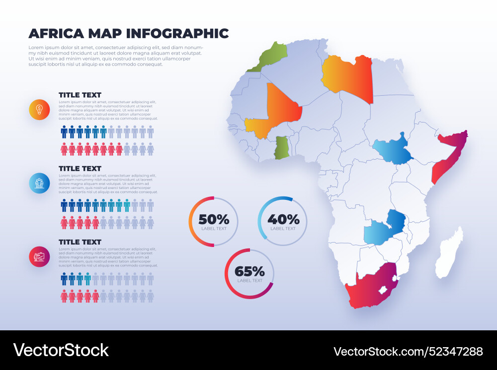 Gradient africa map infographic Royalty Free Vector Image