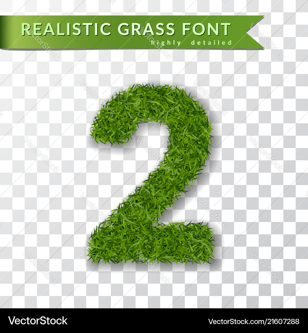Grass number 2 green two isolated Royalty Free Vector Image