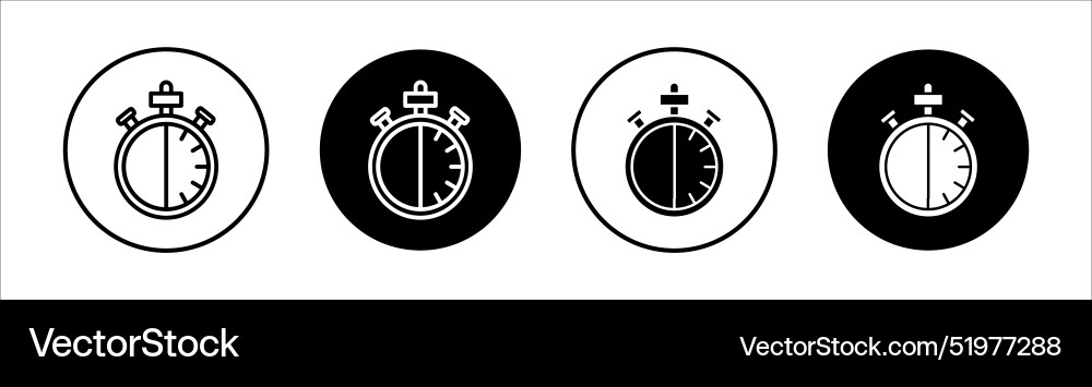 Half hour flat line icon set thin Royalty Free Vector Image