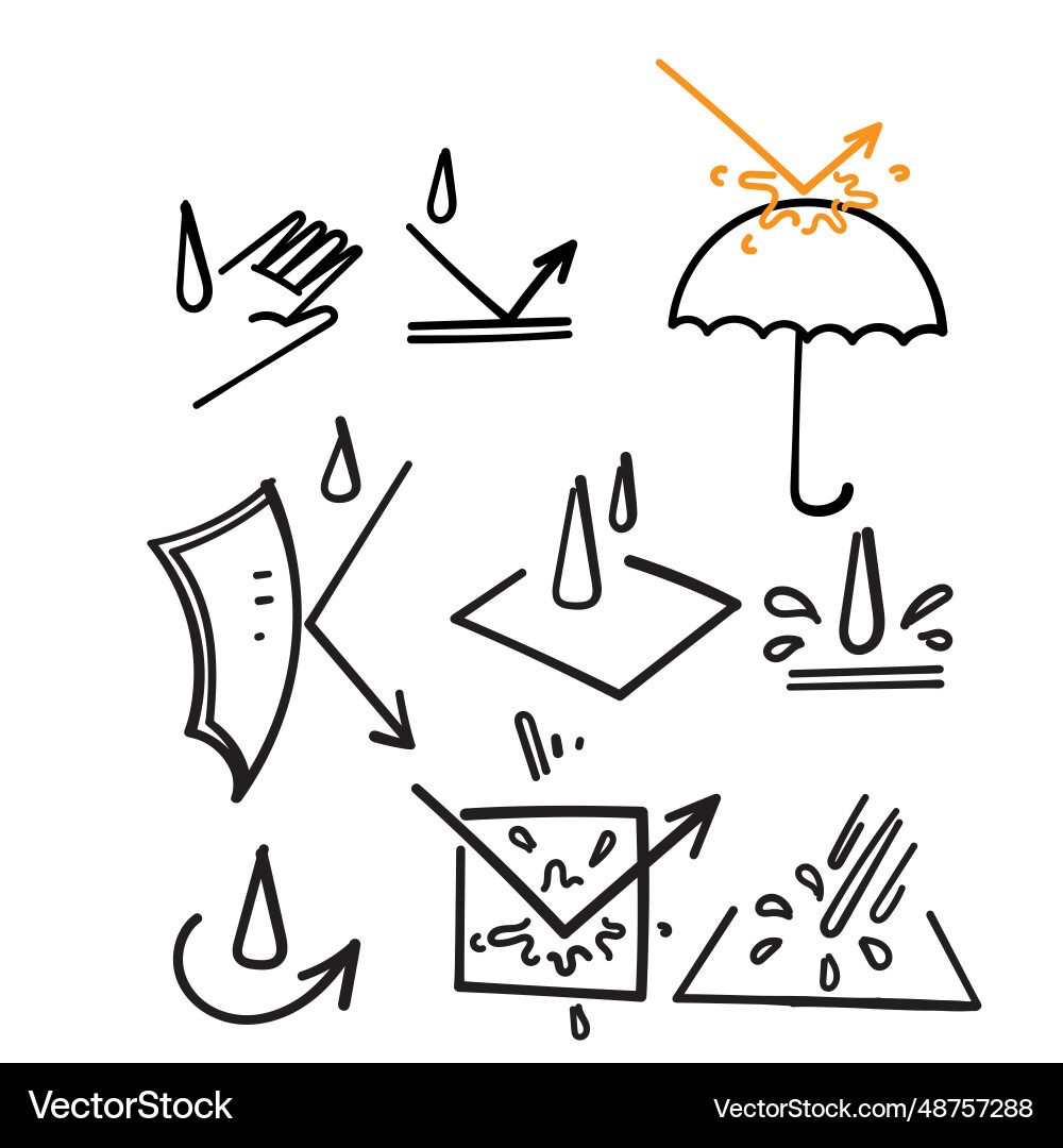 Hand drawn doodle set of waterproof related Vector Image
