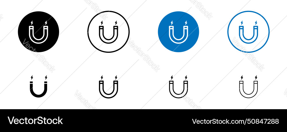 Magnet icon set electromagnetic technology symbol Vector Image