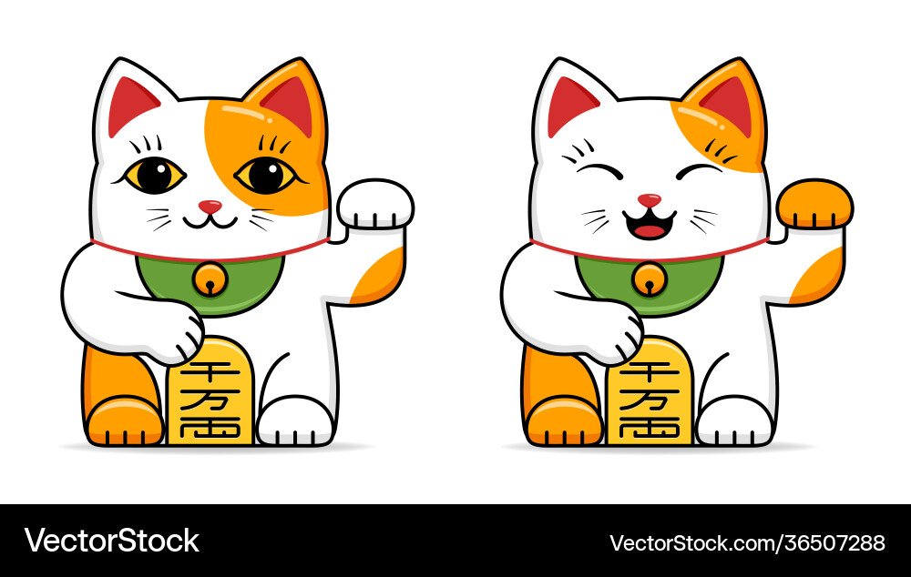 Maneki neko show text on hand Royalty Free Vector Image